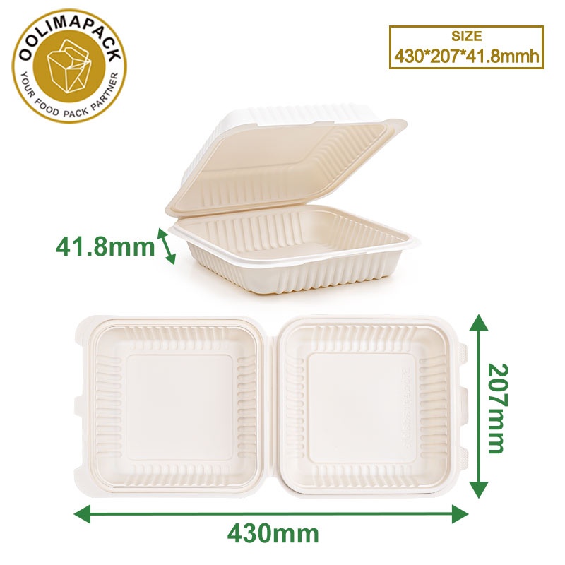 9” Cornstarch clamshell